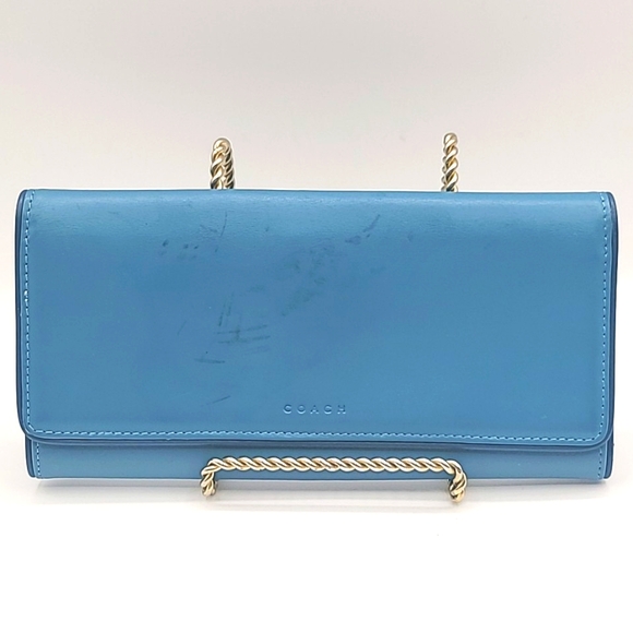 Coach | Bags | Coach Blue Bicolor Leather Envelope Long Wallet | Poshmark